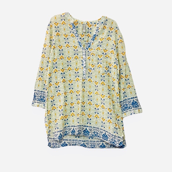 Vintage | Tops | Floral Mixed Print Tunic Top | Poshmark